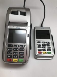 first data fd150 emv ctls credit card terminal and rp10 pin pad with wells 350 encryptionbundle