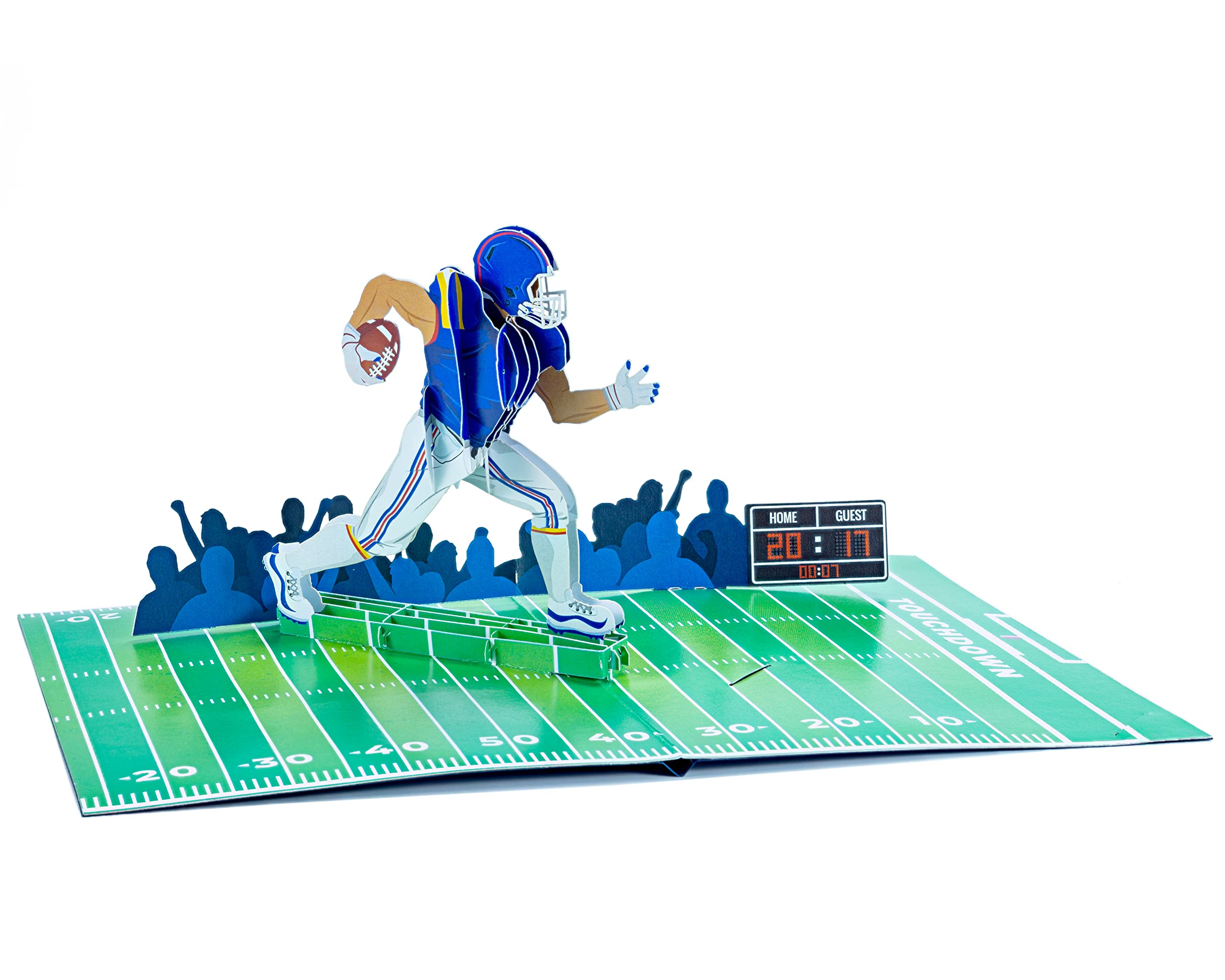 WOWPAPERART Touchdown Football Player - 3D Pop Up Greeting Card For All Occasions - Love, Birthday, Christmas - Personalized, Thick Envelope