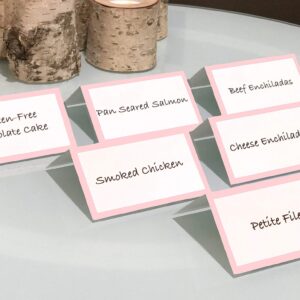 Tented Place Cards - 50 pack - Folded Place Cards are ideal for Wedding Place Cards, Buffet food label, Banquet tables, Cocktail Parties, and Name Cards. Made of 14 pt. Matte Card Stock.