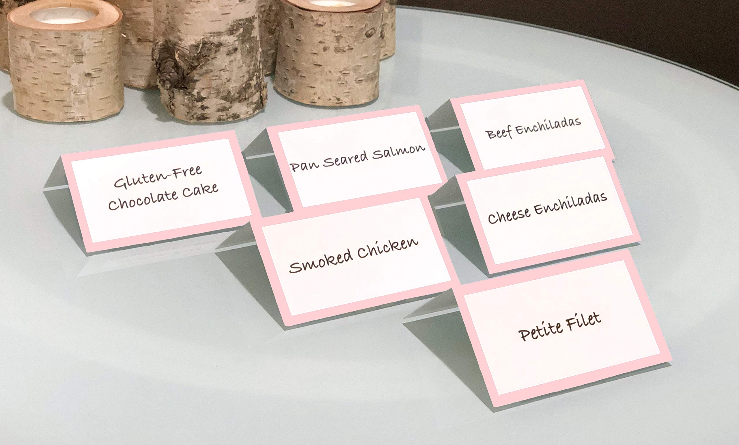 Tented Place Cards - 50 pack - Folded Place Cards are ideal for Wedding Place Cards, Buffet food label, Banquet tables, Cocktail Parties, and Name Cards. Made of 14 pt. Matte Card Stock.