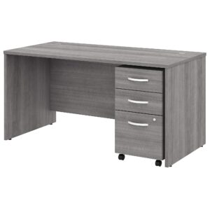 bush business furniture studio c 60w x 30d office desk with mobile file cabinet in platinum gray