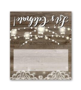 stonehouse collection rustic wedding place cards- 25 guest seating name cards folded table tent - let's celebrate wedding & party table tents(rustic lets celebrate)