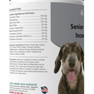 NaturVet Senior Advanced Incontinence Dog Supplement – Helps Support Dog’s Bladder Control, Normal Urination – Includes Synergistic Blend of Botanicals – 120 Ct. Soft Chews