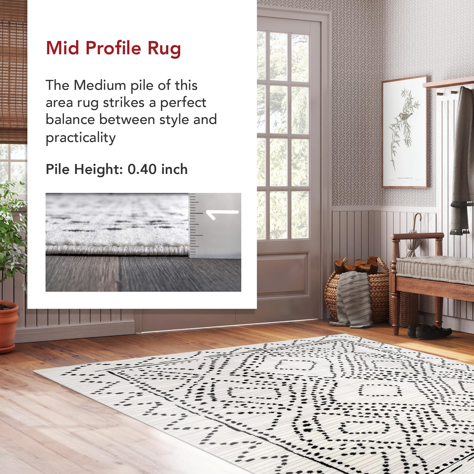 nuLOOM Mila Moroccan Diamond Trellis Area Rug, 4x6, Grey