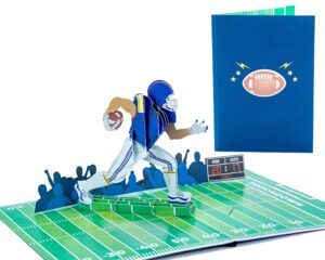 wowpaperart touchdown football player - 3d pop up greeting card for all occasions - love, birthday, christmas - personalized, thick envelope