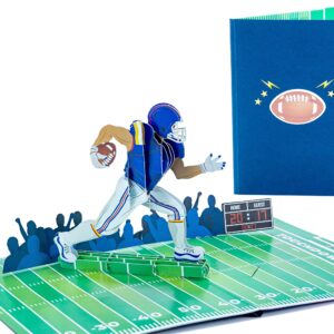 WOWPAPERART Touchdown Football Player - 3D Pop Up Greeting Card For All Occasions - Love, Birthday, Christmas - Personalized, Thick Envelope