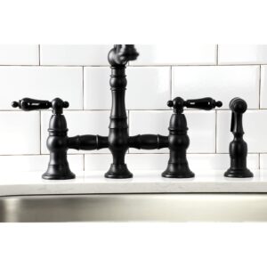 Kingston Brass KS3270PKLBS Duchess Bridge Kitchen Faucet, Matte Black