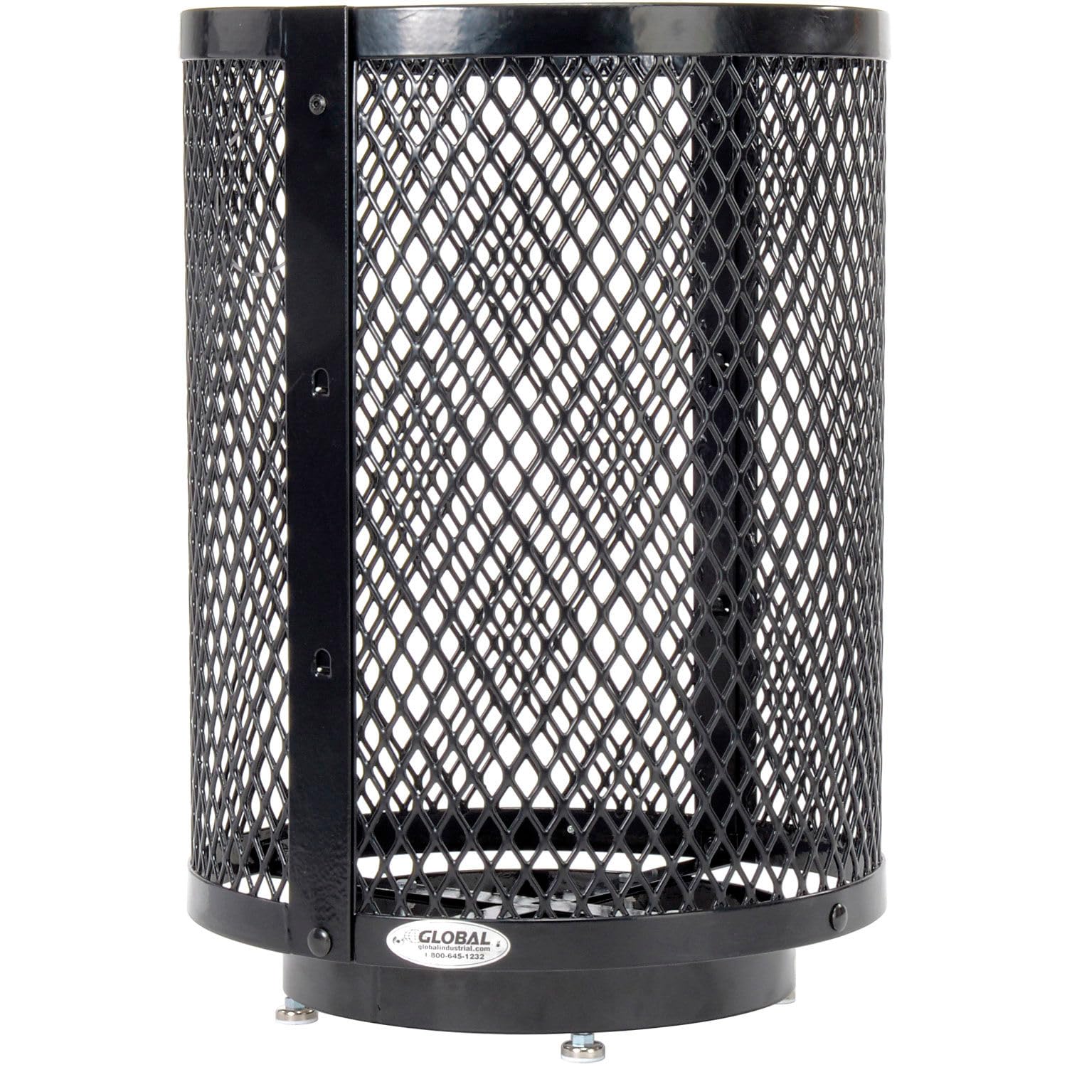 Global Industrial 32 Gallon Deluxe Thermoplastic Mesh Receptacle w/Dome Lid & Base, Black