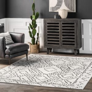 nuloom mila moroccan diamond trellis area rug, 4x6, grey