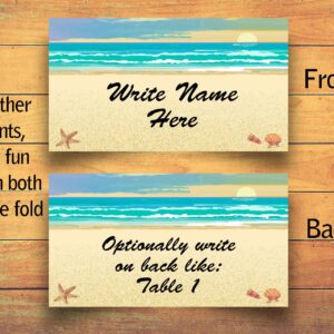 Stonehouse Collection Beach Name Place Cards - 25 Guest Seating Name Cards - Beach & Tropical Table Tents - Wedding Seating, Party Name Cards (Beach)