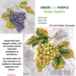 20-ct 13x13 Purple Grape Napkins Decoupage Napkins Luncheon Cocktail Paper Napkins Decorative Paper Napkins for Dessert Birthday Wedding Anniversary Dinner Napkins Paper for ALL Seasons Mom Dad Artist