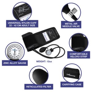 MEDVICE Manual Blood Pressure Cuff - Universal Size Aneroid Sphygmomanometer - Nurses BP Monitor - Best Adult BP Machine