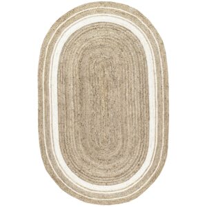 nuLOOM Rikki Coastal Braided Jute Area Rug, Oval 3x5, Off-white