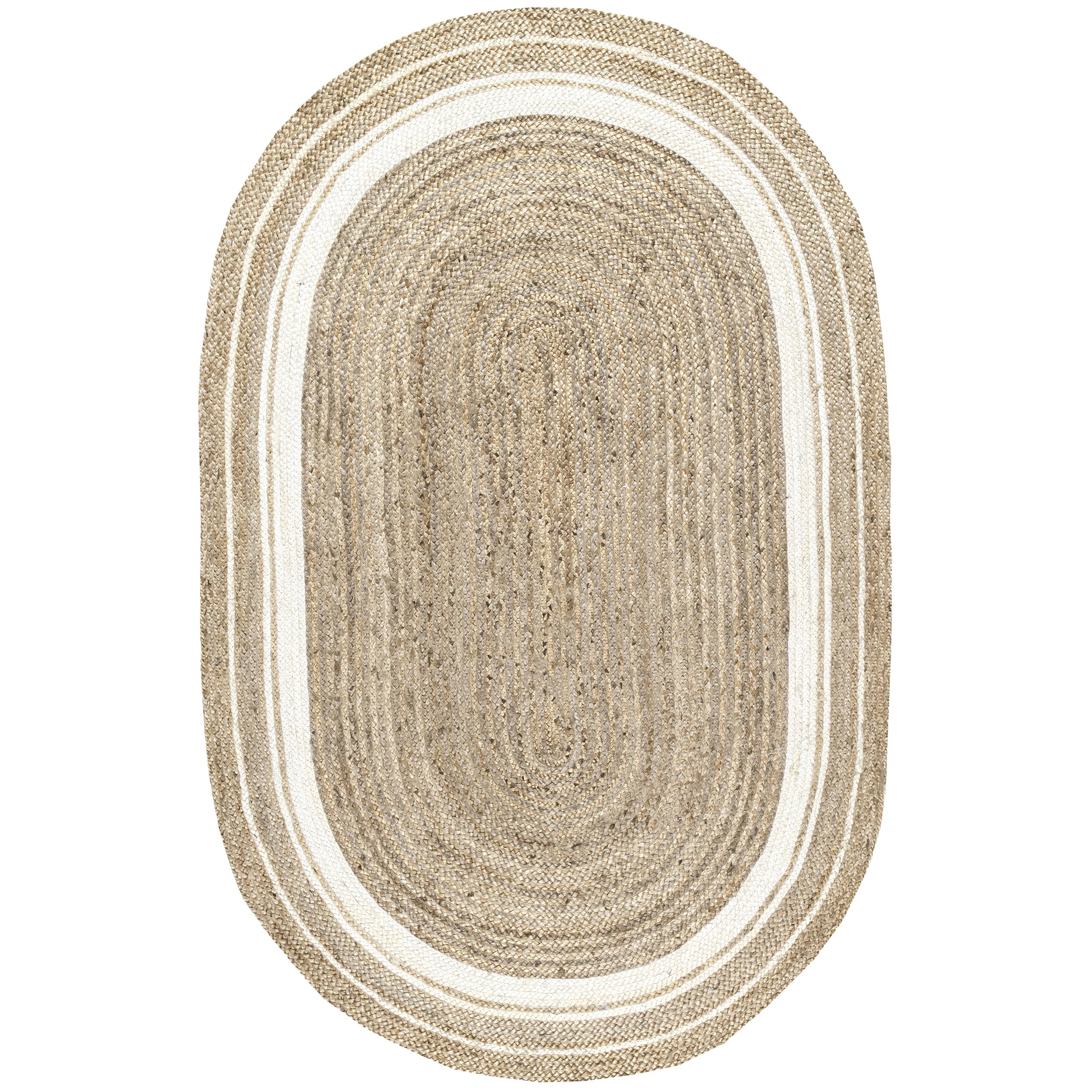 nuLOOM Rikki Coastal Braided Jute Area Rug, Oval 3x5, Off-white