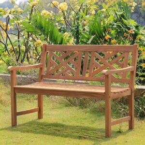 cambridge casual isla 4-foot teak wood patio bench natural teak