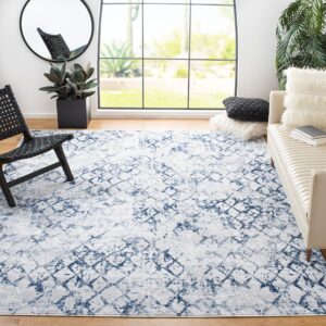 safavieh amelia collection area rug - 8' x 10', grey & navy, modern trellis distressed design, non-shedding & easy care, ideal for high traffic areas in living room, bedroom (ala783h)