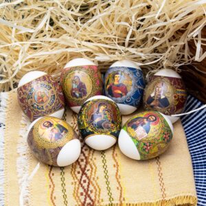 LOVARE Lot 4 Heat Shrink Wrap Sleeve Decoration Easter Pysanka Pysanky Supplies Ornaments for 28 Eggs Traditional, Icons