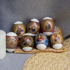 LOVARE Lot 4 Heat Shrink Wrap Sleeve Decoration Easter Pysanka Pysanky Supplies Ornaments for 28 Eggs Traditional, Icons