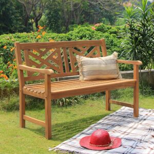 Cambridge Casual Isla 4-Foot Teak Wood Patio Bench Natural Teak