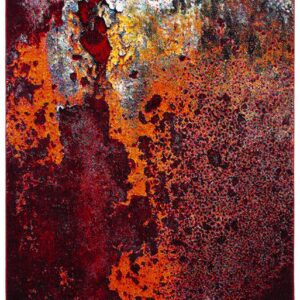 SAFAVIEH Glacier Collection 6'7" x 9' Red / Orange GLA124Q Modern Abstract Non-Shedding Living Room Bedroom Dining Home Office Area Rug