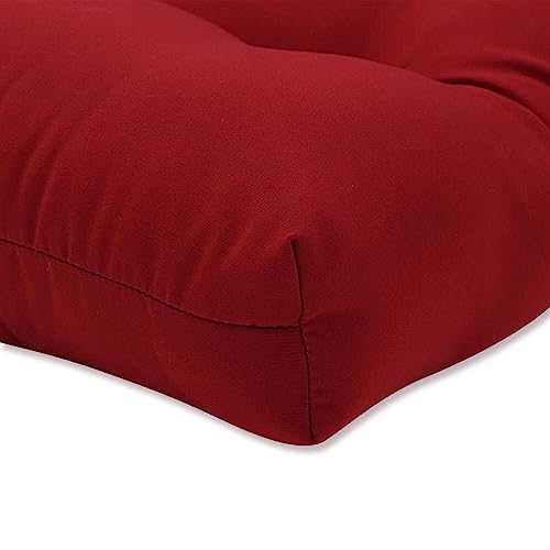 Pillow Perfect Pompeii Solid Indoor/Outdoor Wicker Patio Sofa/Swing Cushion Tufted, Weather and Fade Resistant, 18" x 56", Red