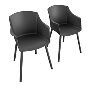 cosmoliving by cosmopolitan , camelo collection, indoor/outdoor resin, 2-pack, black dining chairs, contoured back