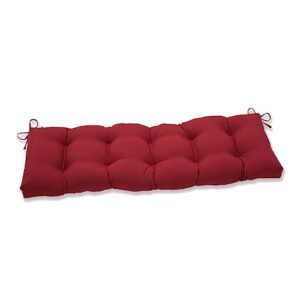 pillow perfect pompeii solid indoor/outdoor wicker patio sofa/swing cushion tufted, weather and fade resistant, 18" x 56", red