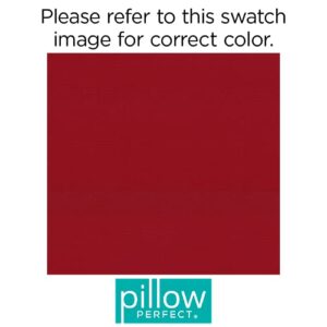 Pillow Perfect Pompeii Solid Indoor/Outdoor Wicker Patio Sofa/Swing Cushion Tufted, Weather and Fade Resistant, 18" x 56", Red