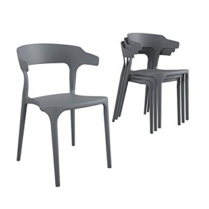 novogratz poolside collection, felix stacking dining chairs, indoor/outdoor, 4-pack, charcoal