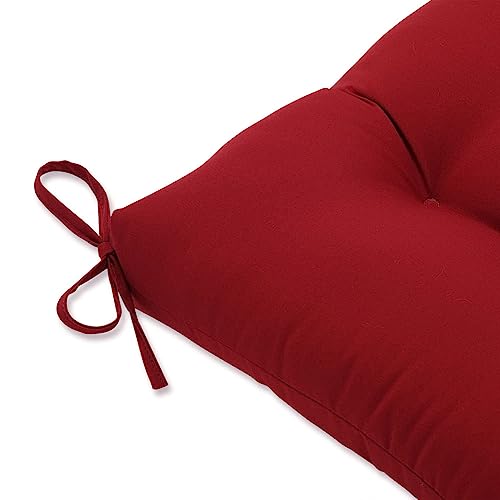 Pillow Perfect Pompeii Solid Indoor/Outdoor Wicker Patio Sofa/Swing Cushion Tufted, Weather and Fade Resistant, 18" x 56", Red