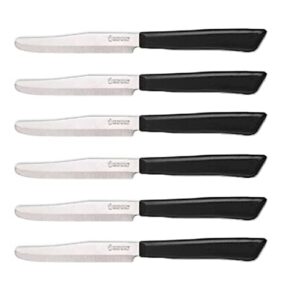 Tredoni 6 kitchen Knives - 4.3"/11cm Italian Stainless Steel Serrated Vegetable/Steak/Table Knife Cutlery, Rounded Tip (Black)