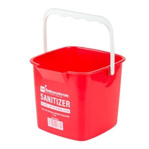 Restaurantware RW Clean 6 Quart Cleaning Bucket 1 Detergent Square Bucket - With Measurements Built-In Spout And Handle Red Plastic Utility Bucket For Home Or Commercial Use