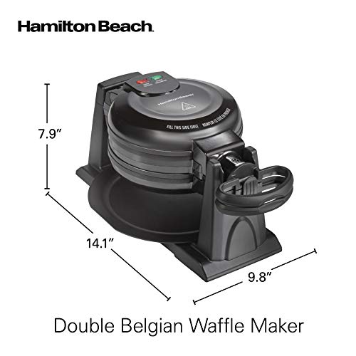 Hamilton Beach 26201 Belgian Waffle Maker with Removable Nonstick Plates, Double Flip, Makes 2 at Once, Black