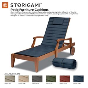 Classic Accessories Storigami Water-Resistant 80 x 26 Inch Chaise Lounge Cushion, Heather Indigo, Patio Cushion