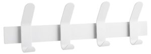 zone denmark coat rack with 4 hooks metal | efficient organization without visible screws | sleek, durable & modern design | ideal for entryways, mudrooms, and bedrooms, elevate your décor (white)