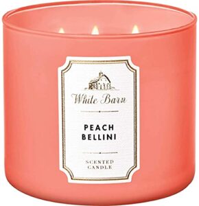 bath & body works white barn peach bellini 3 wick scented candle with essential oils 14.5 oz / 411 g