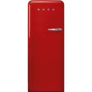 smeg fab28 50's retro style aesthetic top freezer refrigerator with 9.92 cu total capacity, multiflow cooling system, adjustable glass shelves 24-inches, red left hand hinge made in italy