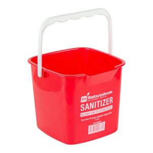 Restaurantware RW Clean 6 Quart Cleaning Bucket 1 Detergent Square Bucket - With Measurements Built-In Spout And Handle Red Plastic Utility Bucket For Home Or Commercial Use