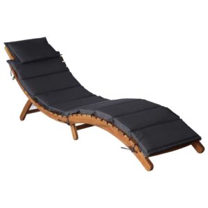 vidaxl patio lounge chair, outdoor chaise lounge chair, folding sunlounger, sunbed for backyard poolside porch, solid acacia wood dark gray