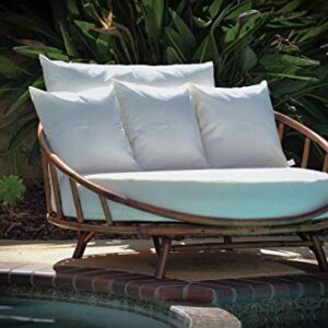 ZEW Bamboo Round Daybed Outdoor Indoor Large Accent Sofa Chair Lawn Pool Garden Seating with Cushion and Pillows Sofabed, Espresso