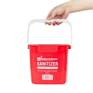 Restaurantware RW Clean 6 Quart Cleaning Bucket 1 Detergent Square Bucket - With Measurements Built-In Spout And Handle Red Plastic Utility Bucket For Home Or Commercial Use