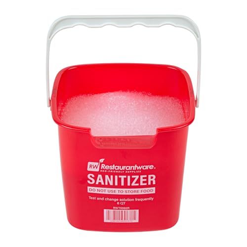 Restaurantware RW Clean 6 Quart Cleaning Bucket 1 Detergent Square Bucket - With Measurements Built-In Spout And Handle Red Plastic Utility Bucket For Home Or Commercial Use