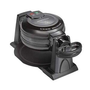 hamilton beach 26201 belgian waffle maker with removable nonstick plates, double flip, makes 2 at once, black