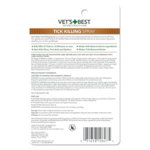 Vet's Best Tick Killing Spray | Tick Treatment Spray for Dogs | Plant-Based Formula | 1 Ounce