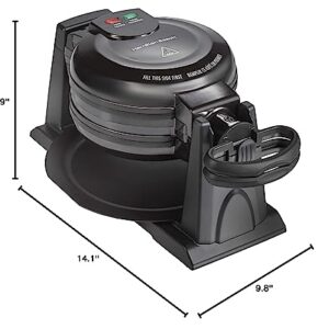 Hamilton Beach 26201 Belgian Waffle Maker with Removable Nonstick Plates, Double Flip, Makes 2 at Once, Black