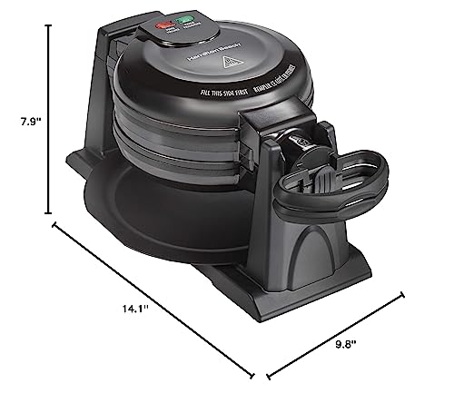 Hamilton Beach 26201 Belgian Waffle Maker with Removable Nonstick Plates, Double Flip, Makes 2 at Once, Black