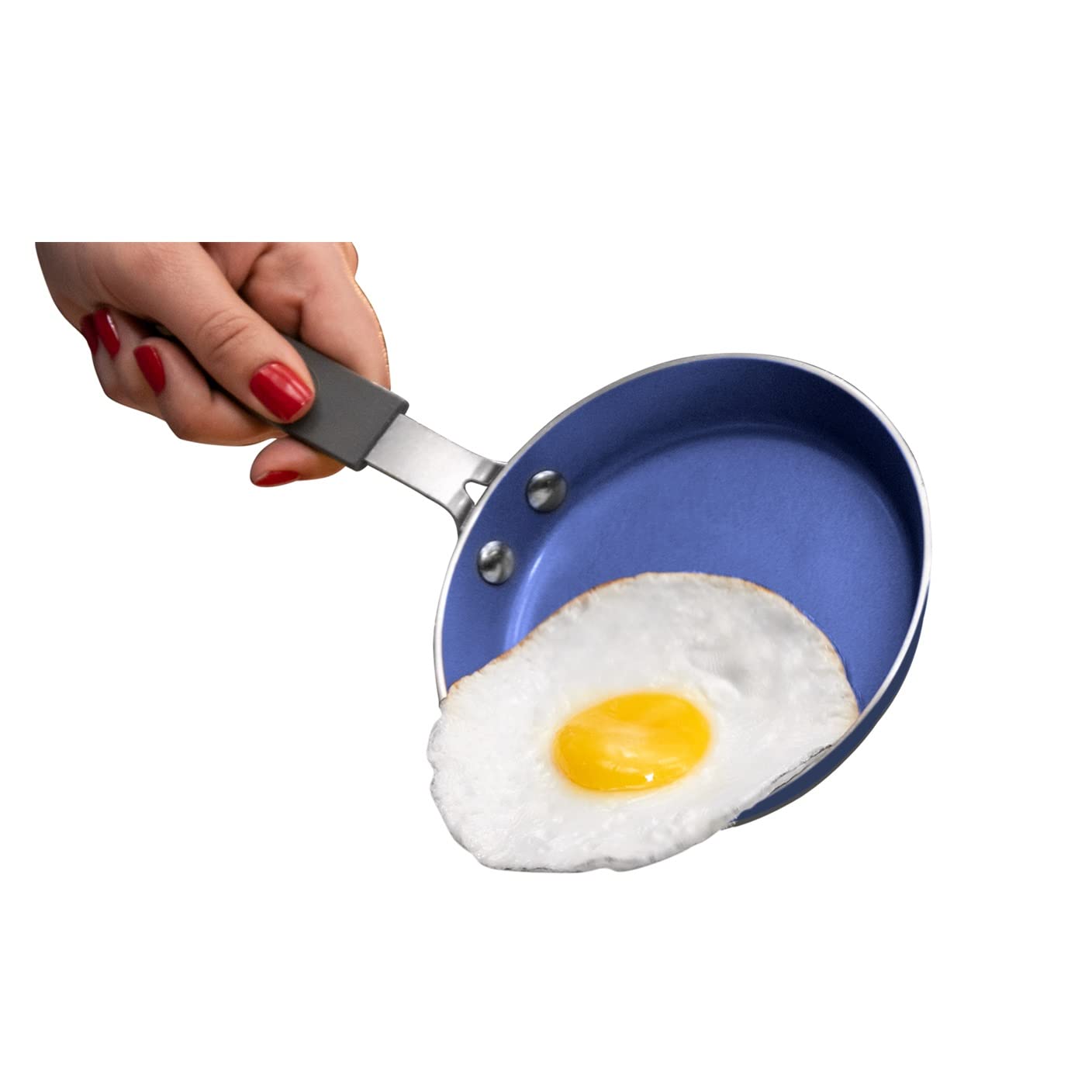 Granitestone Blue Mini Nonstick Egg Pan & Omelet Pan – 5.5” Single Serve Egg Nonstick/Skillet, Diamond Infused, Small Frying Designed for Eggs Pancakes, Non Toxic, Dishwasher Safe