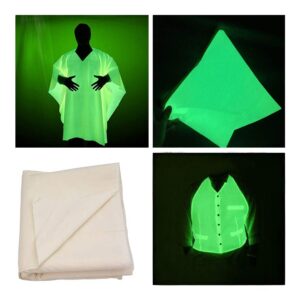 glow in the dark fabric, luminescent phosphorescent fabric, glow material for clothes, hats, garments and multiple usage, glows up to 5 hours (39 x 53 inch)