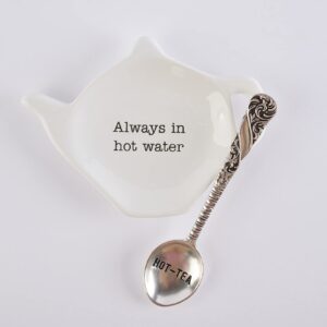 Mud Pie Home Kitchen Circa Tea Time Teapot Tea Bag Spoon Rest Sets 42600444 (Always in hot water)