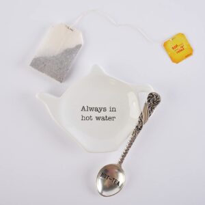 Mud Pie Home Kitchen Circa Tea Time Teapot Tea Bag Spoon Rest Sets 42600444 (Always in hot water)